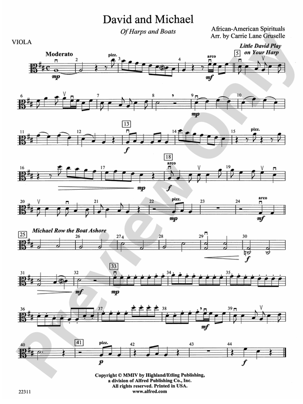 David and Michael: Viola: Viola Part - Digital Sheet Music Download