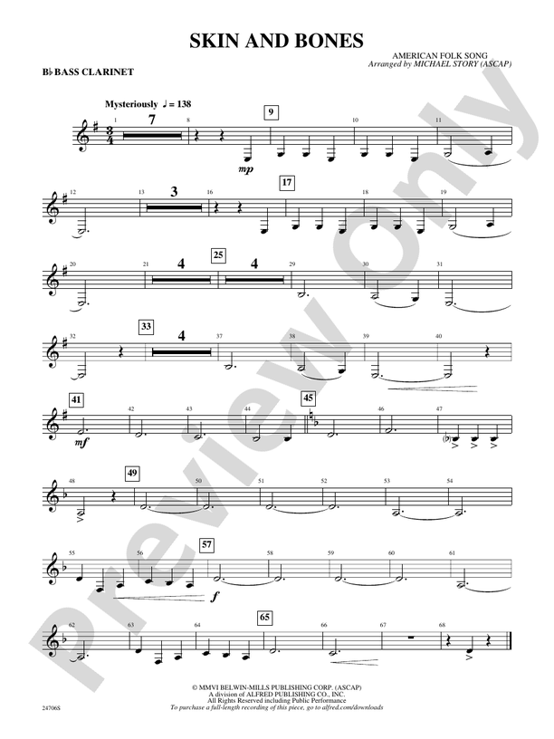 Skin and Bones: B-flat Bass Clarinet: B-flat Bass Clarinet Part ...