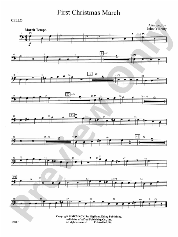 First Christmas March: Cello: Cello Part - Digital Sheet Music Download