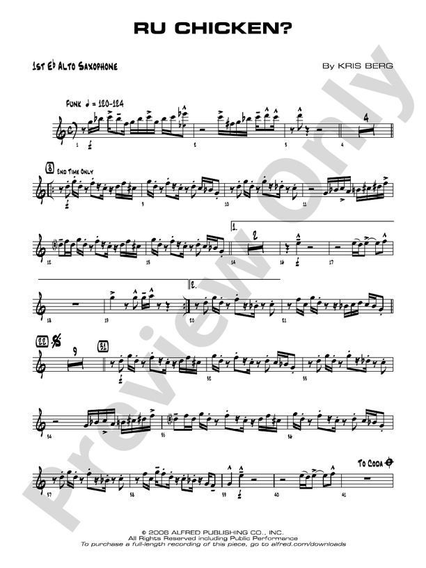 R U Chicken?: E-flat Alto Saxophone: E-flat Alto Saxophone Part ...