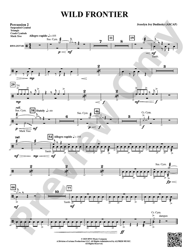 Wild Frontier: 2nd Percussion: 2nd Percussion Part: Jesselyn Joy ...