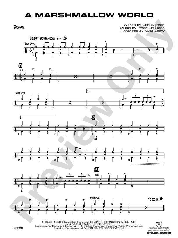 A Marshmallow World: Drums: Drums Part - Digital Sheet Music Download