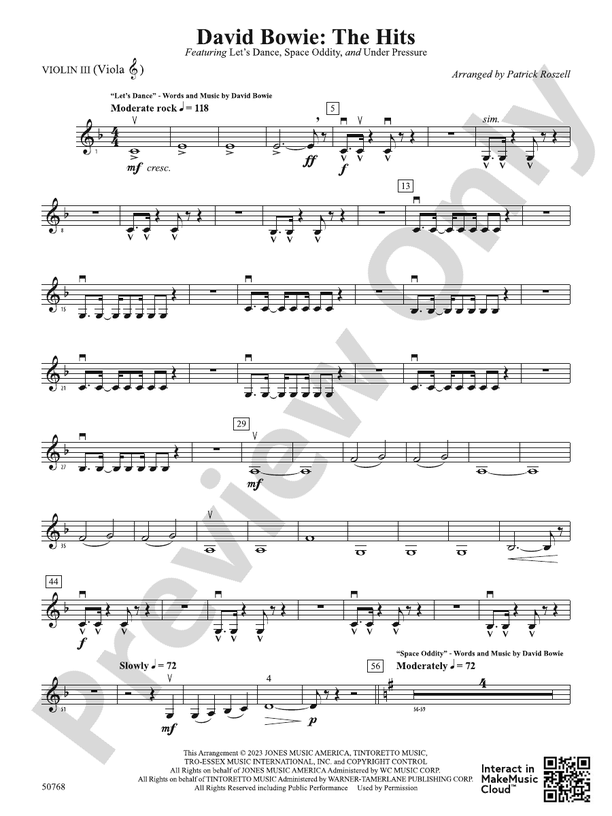 David Bowie: The Hits: 3rd Violin (Viola [TC]): 3rd Violin (Viola [TC ...