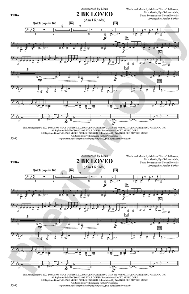 2 Be Loved: Tuba: Tuba Part - Digital Sheet Music Download