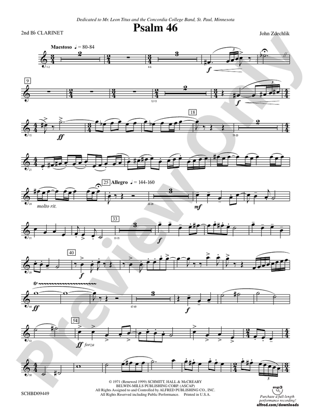Psalm 46: 2nd B-flat Clarinet: 2nd B-flat Clarinet Part - Digital Sheet ...