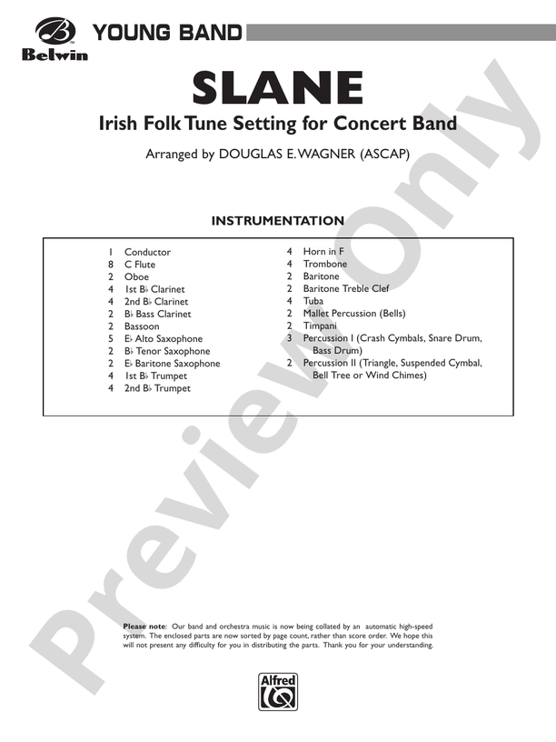 Slane: Score: Concert Band Score - Digital Sheet Music Download