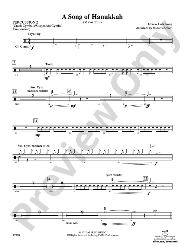A Song of Hanukkah: 2nd Percussion: 2nd Percussion Part - Digital Sheet ...