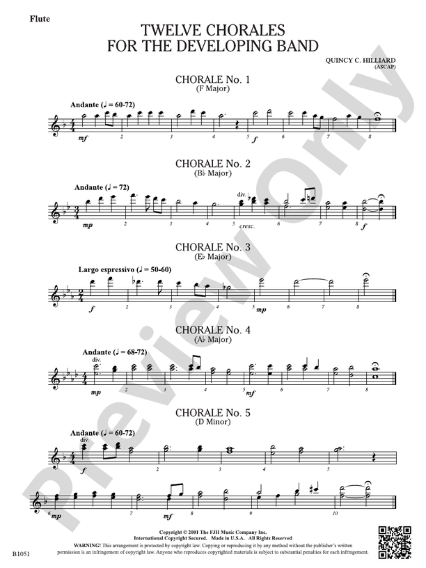 Twelve Chorales for the Developing Band: Flute: Flute Part: Quincy C ...