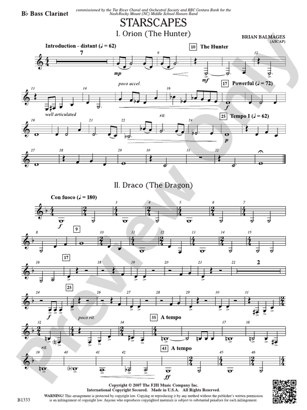 Starscapes: B-flat Bass Clarinet: B-flat Bass Clarinet Part: Brian Balmages - Digital Sheet ...