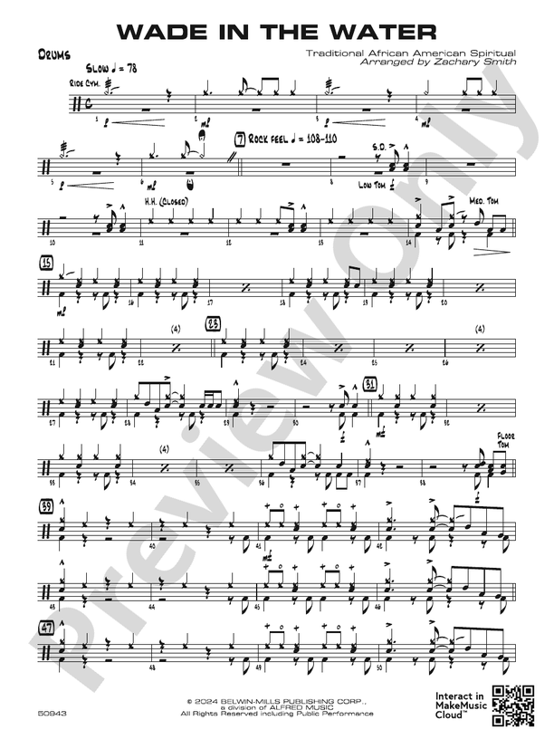 Wade in the Water: Drums: Drums Part - Digital Sheet Music Download