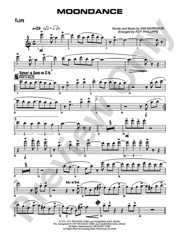 Moondance: Flute: Flute Part - Digital Sheet Music Download
