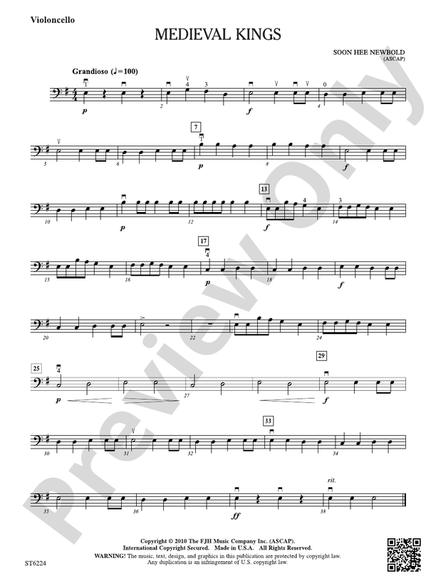 Medieval Kings: Violoncello: Violoncello Part: Soon Hee Newbold ...