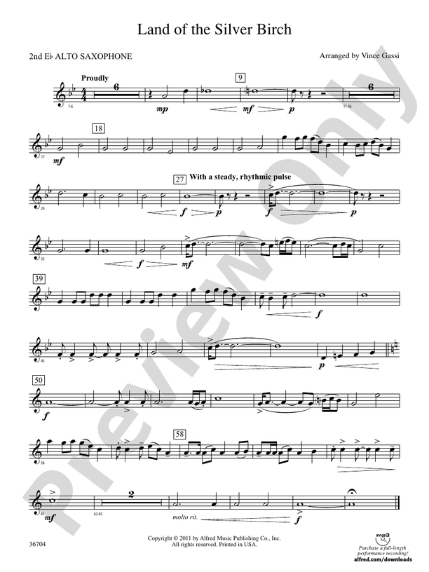 Land of the Silver Birch: 2nd E-flat Alto Saxophone: 2nd E-flat Alto ...