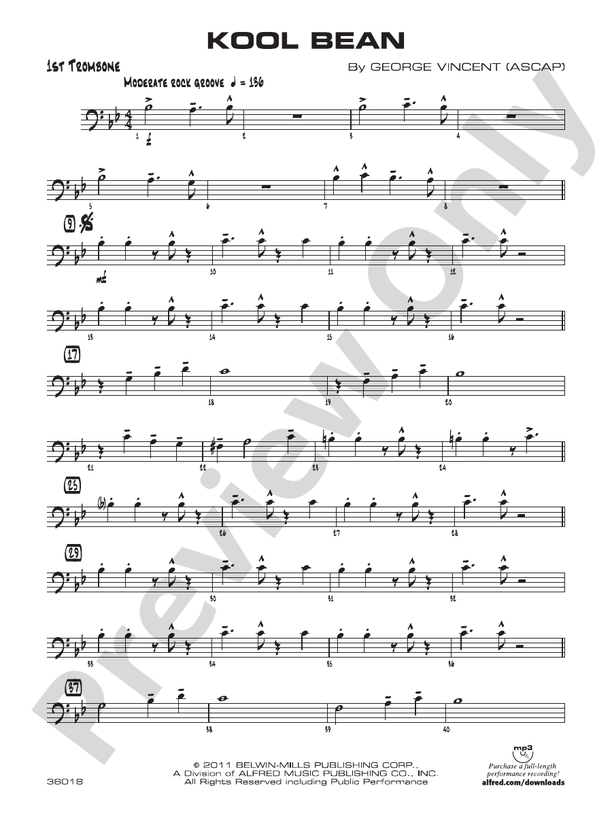 Kool Bean: 1st Trombone: 1st Trombone Part - Digital Sheet Music Download