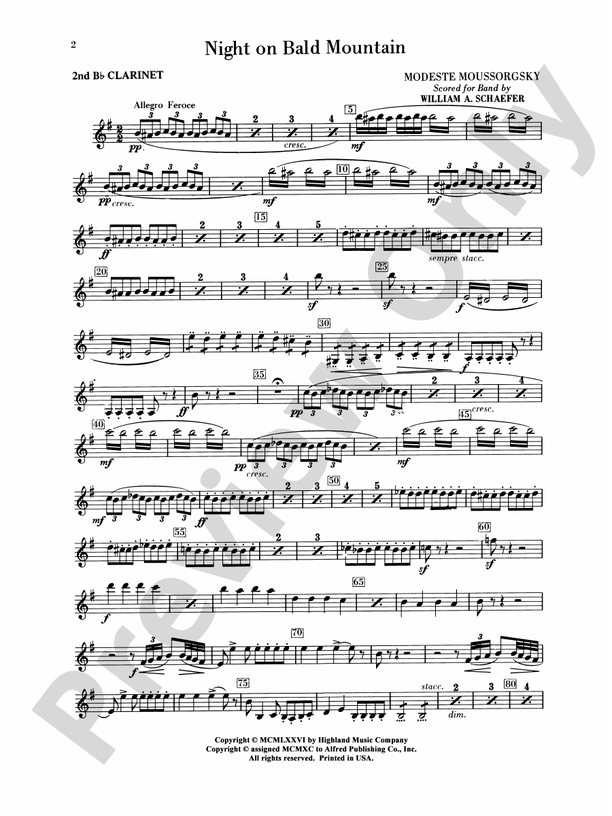 Night on Bald Mountain: 2nd B-flat Clarinet: 2nd B-flat Clarinet Part ...