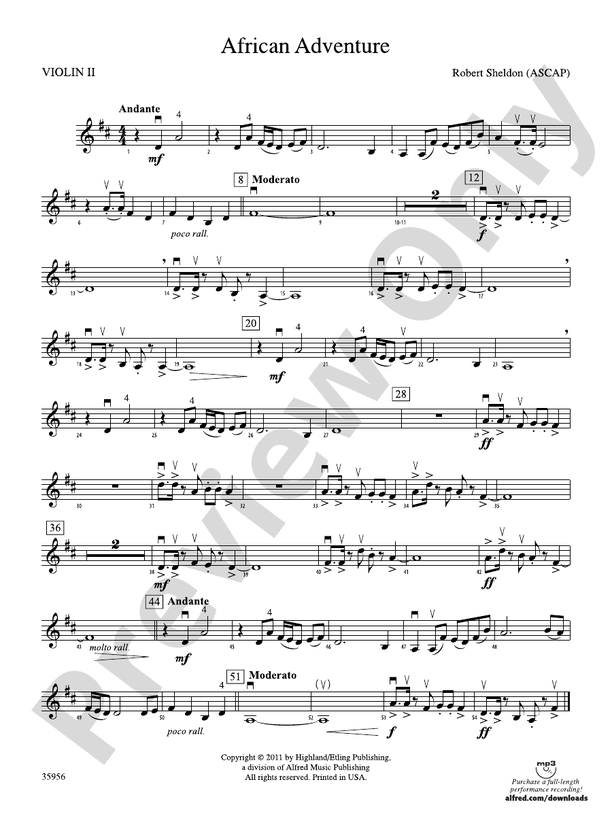 African Adventure: 2nd Violin: 2nd Violin Part - Digital Sheet Music ...