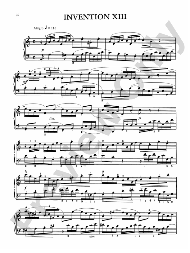 Bach: Two-Part Inventions (Ed. Hans Bischoff): Invention XIII Part ...