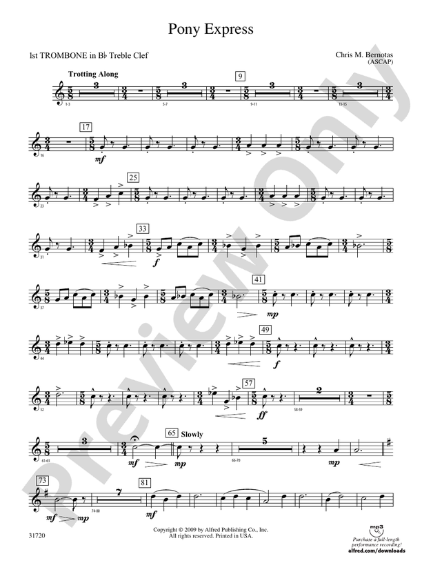 Pony Express: (wp) 1st B-flat Trombone T.C.: (wp) 1st B-flat Trombone T ...