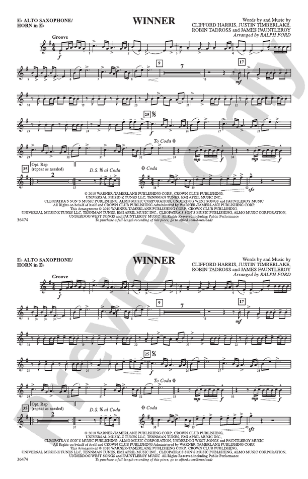 Winner: E-flat Alto Saxophone: E-flat Alto Saxophone Part - Digital ...