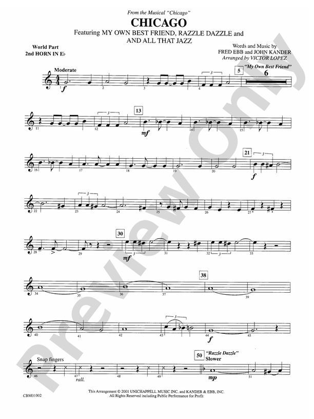 Chicago! (from the Musical Chicago!): WP 2nd Horn in E-flat: WP 2nd ...