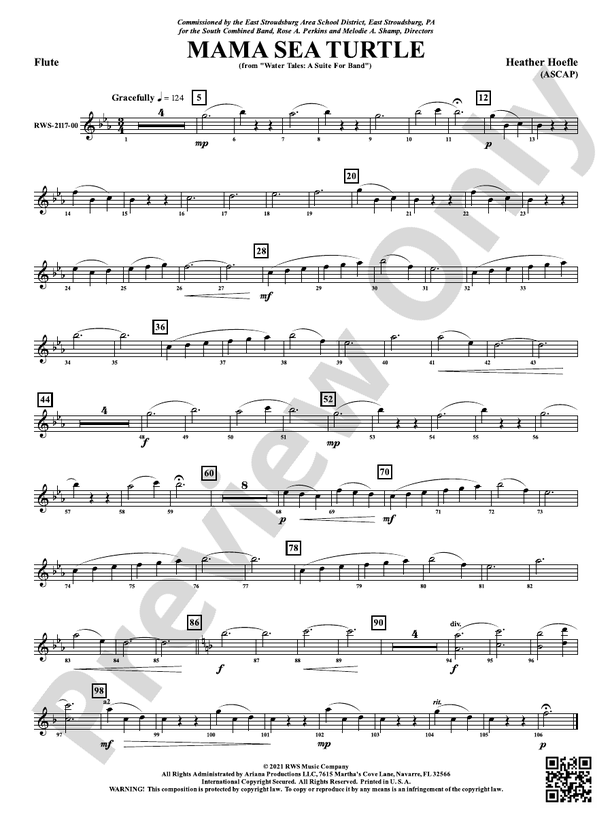 Mama Sea Turtle - From Water Tales: A Suite for Band: 1st Flute: 1st ...