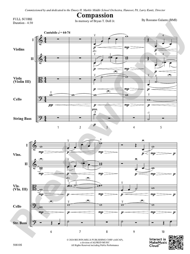 Compassion: String Orchestra Conductor Score & Parts: Rossano Galante ...