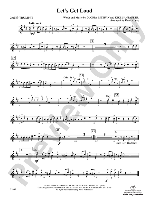Let's Get Loud: 2nd B-flat Trumpet: 2nd B-flat Trumpet Part - Digital Sheet Music Download