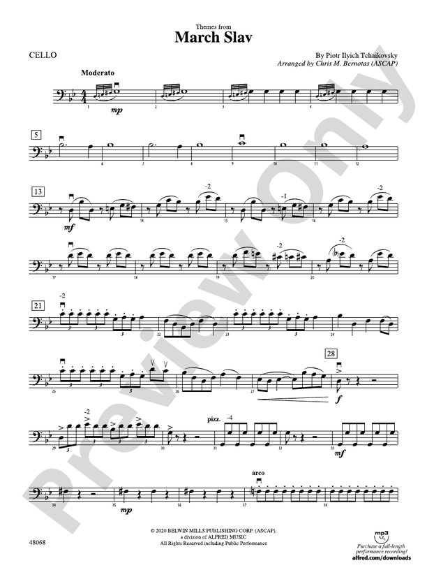 March Slav: Cello: Cello Part - Digital Sheet Music Download
