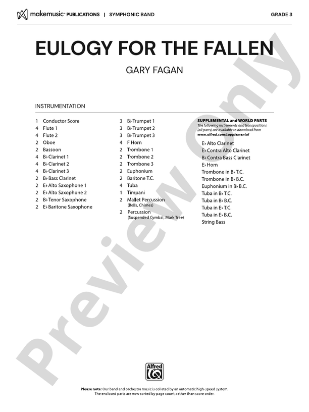 Eulogy for the Fallen: Score: Concert Band Score - Digital Sheet Music Download