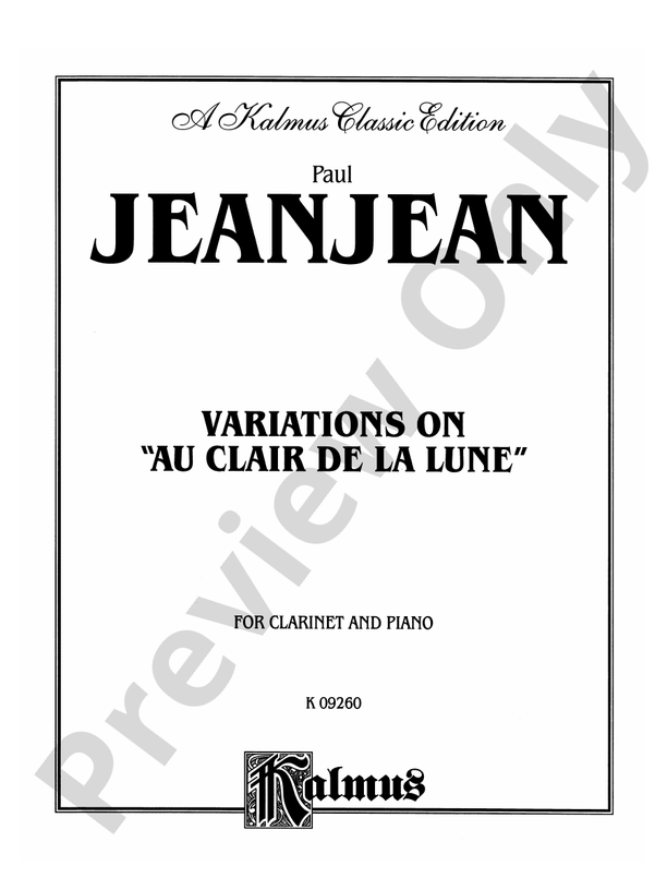 Jeanjean: Variations on "Au Clair de la Lune": Variations on "Au Clair ...