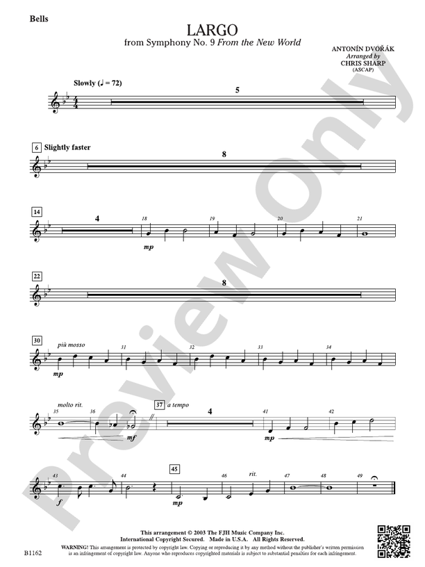 Largo from Symphony No. 9: Bells: Bells Part: Antonín Dvorák - Digital ...
