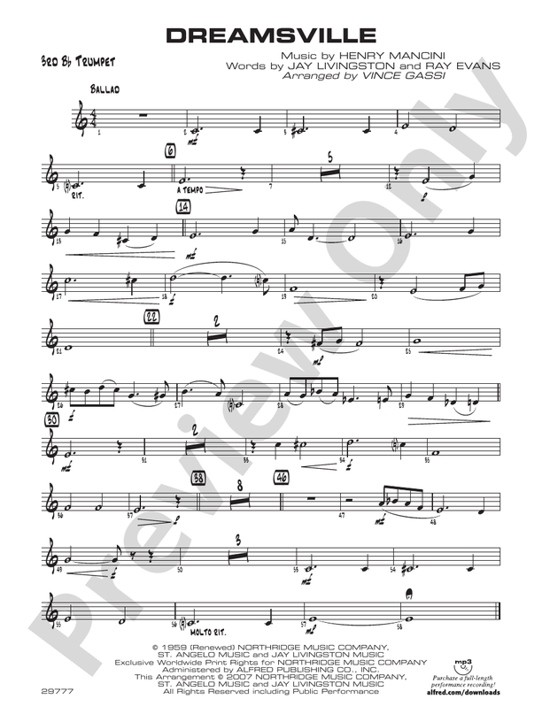 Dreamsville: 3rd B-flat Trumpet: 3rd B-flat Trumpet Part - Digital Sheet Music Download