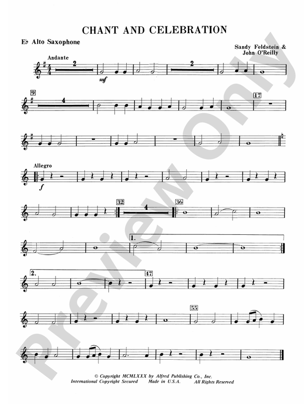 Chant and Celebration: E-flat Alto Saxophone: E-flat Alto Saxophone Part - Digital Sheet Music ...
