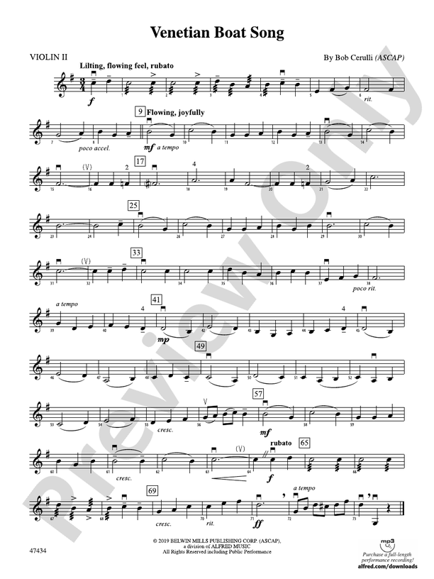 Venetian Boat Song: 2nd Violin: 2nd Violin Part - Digital Sheet Music ...