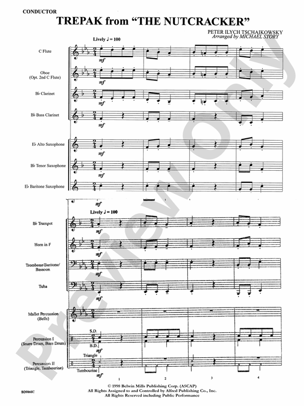 Trepak from The Nutcracker: Score: Concert Band Score - Digital Sheet ...