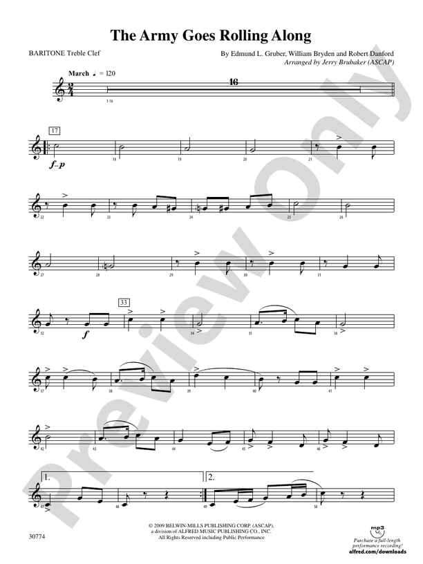 The Army Goes Rolling Along: Baritone T.C.: Baritone T.C. Part ... The Army Goes Rolling Along: Baritone T.C.: Baritone T.C. Part ...
