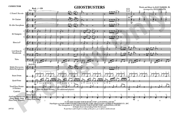 Ghostbusters: Score: Marching Band Score - Digital Sheet Music Download