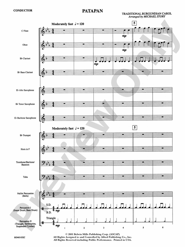 Patapan: Score: Concert Band Score - Digital Sheet Music Download