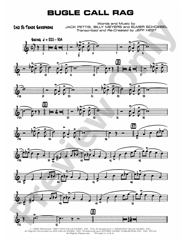 Bugle Call Rag: 2nd B-flat Tenor Saxophone: 2nd B-flat Tenor Saxophone ...