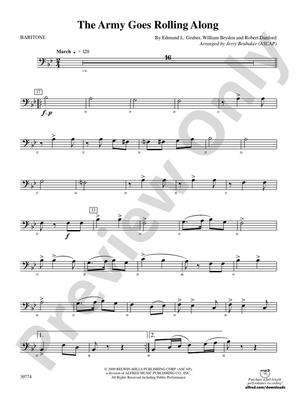 The Army Goes Rolling Along: Baritone B.C.: Baritone B.C. Part ...