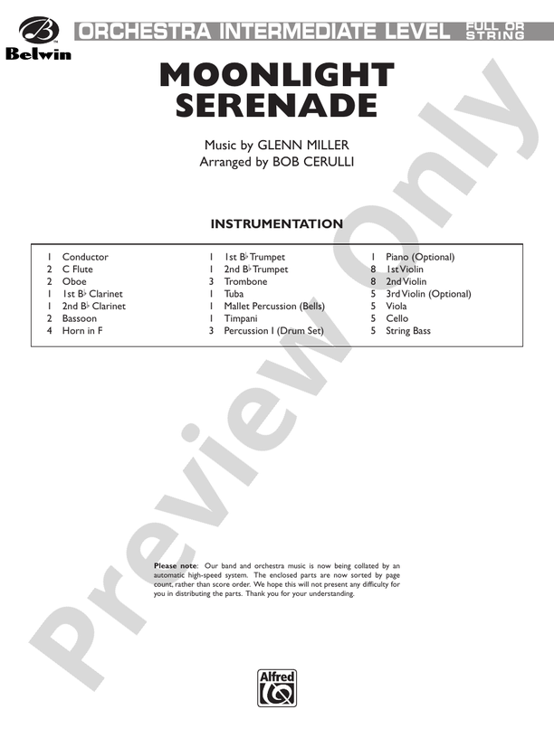 Moonlight Serenade: Score: Full Orchestra Score - Digital Sheet Music ...