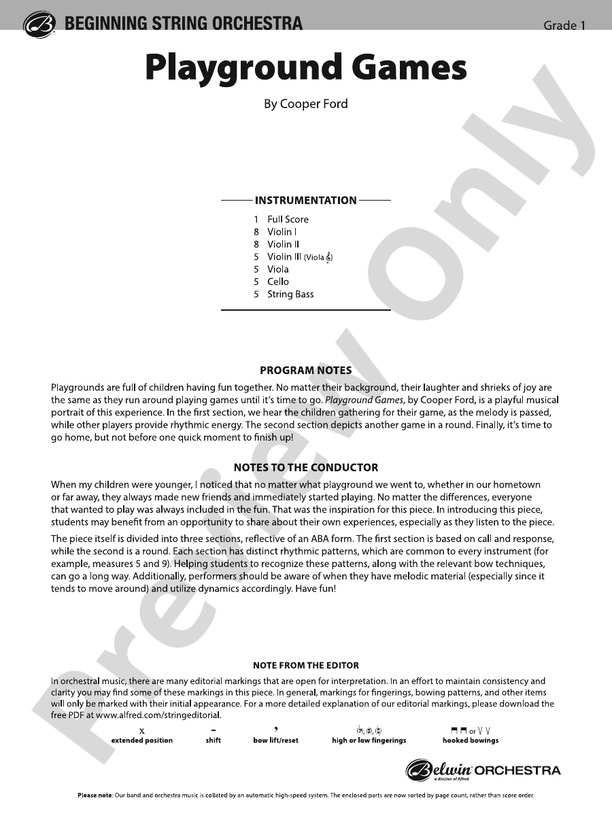 Playground Games: String Orchestra Conductor Score & Parts: Cooper Ford - Digital Sheet Music ...