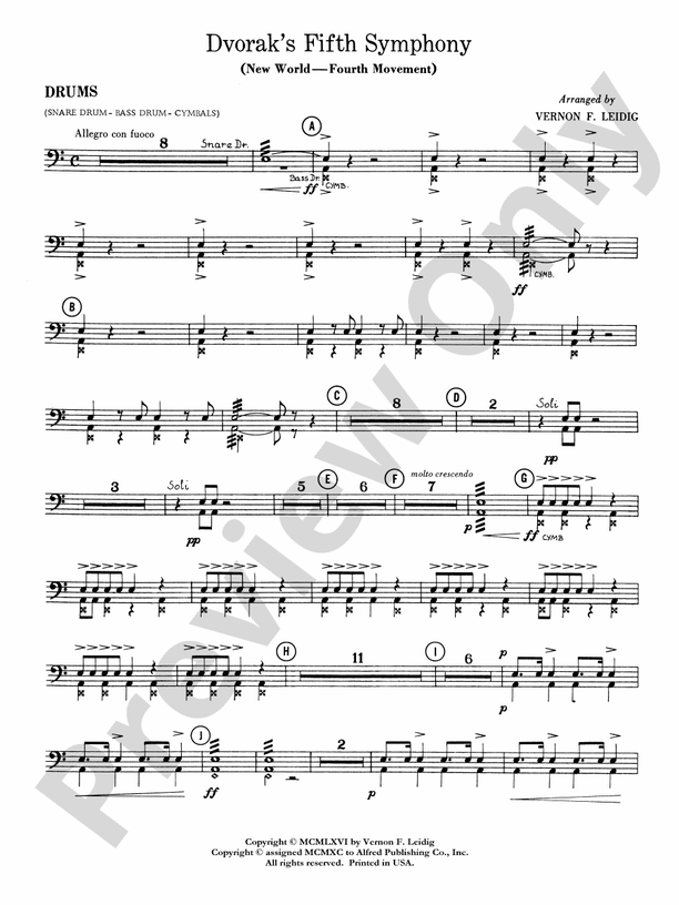 Dvorák's 5th Symphony ("New World," 4th Movement): Drums: Drums Part ...