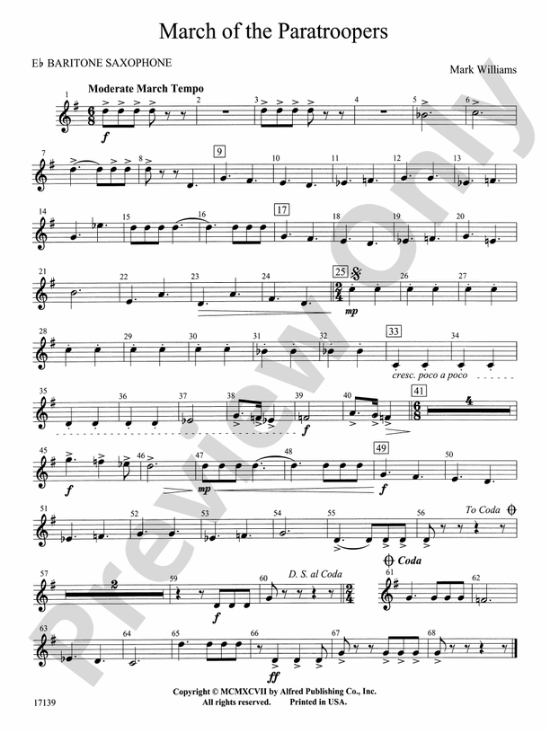 March of the Paratroopers: E-flat Baritone Saxophone: E-flat Baritone Saxophone Part - Digital ...