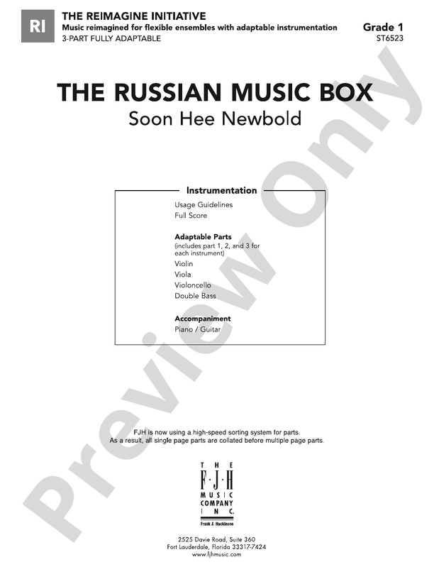 The Russian Music Box: Score: 3-Part Fully Adaptable with Piano or ...
