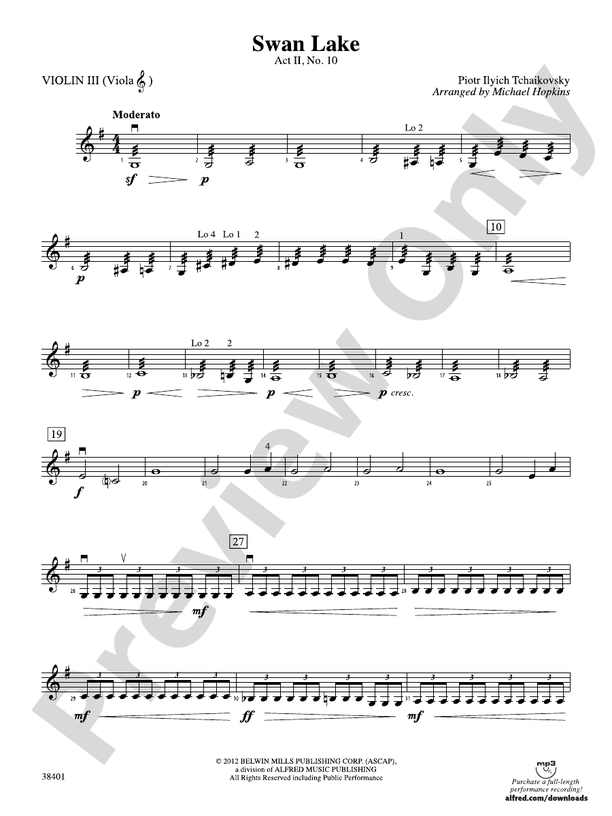 Swan Lake: 3rd Violin (Viola [TC]): 3rd Violin (Viola [TC]) Part ...