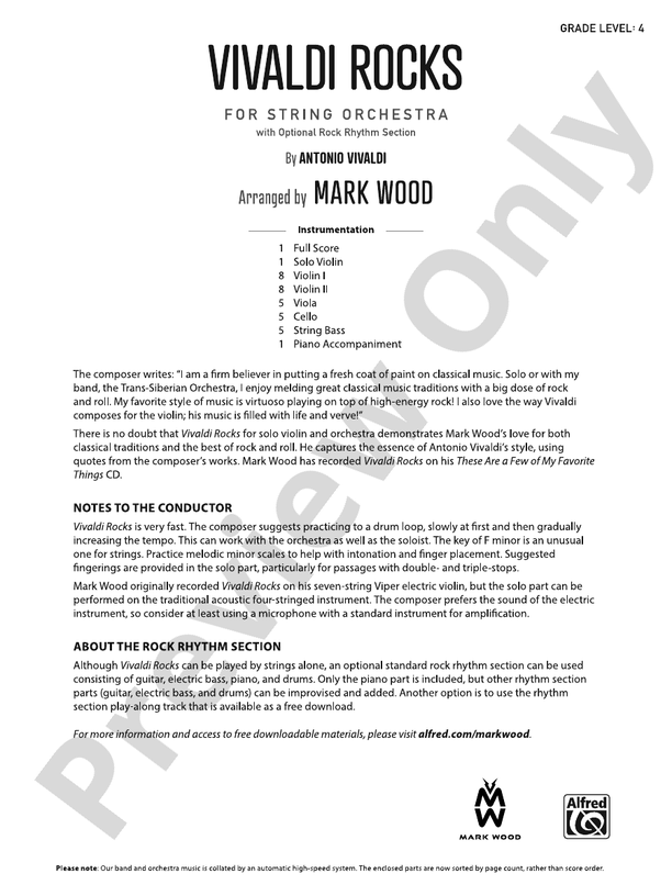 Vivaldi Rocks: Score: String Orchestra Score - Digital Sheet Music Download
