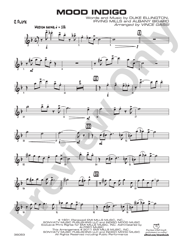 Mood Indigo: Flute: Flute Part - Digital Sheet Music Download