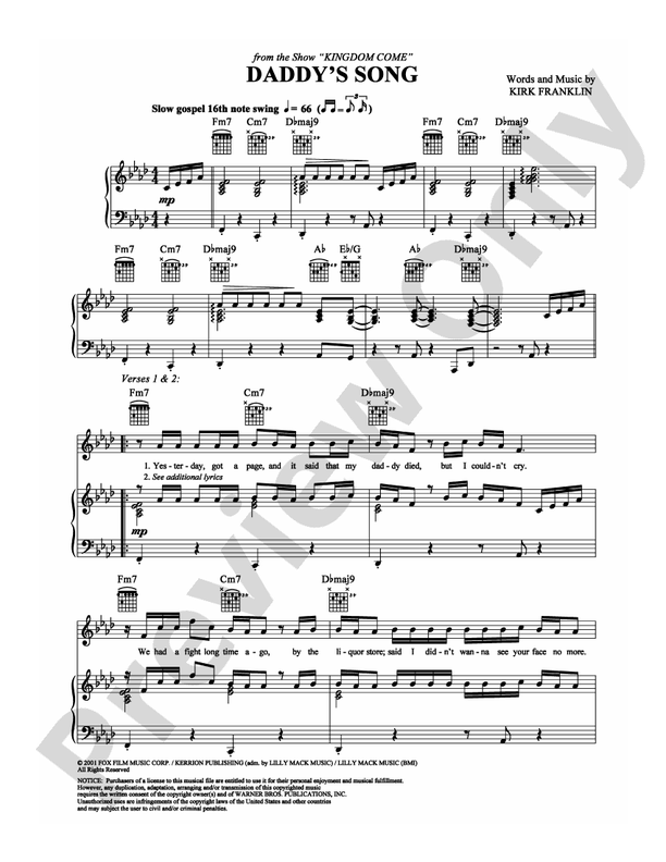 Daddy's Song: Piano/Vocal/Chords: Carl Thomas - Digital Sheet Music ...