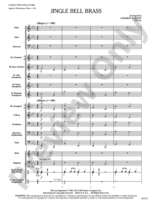 Jingle Bell Brass: Score: Concert Band Score: Andrew Balent - Digital ...